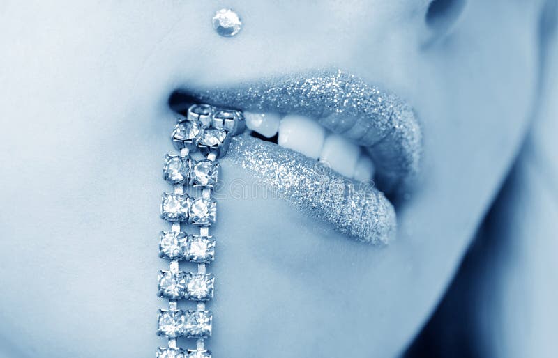 Woman with silver lips stock image. Image of model, portrait - 3719695