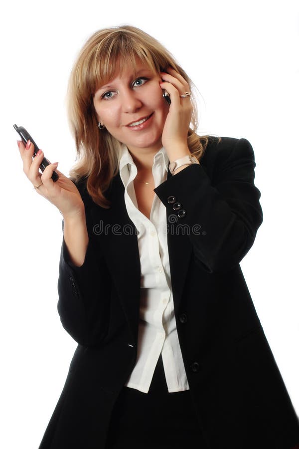Woman Simultaneously Talking on Two Phones Stock Image - Image of lips ...