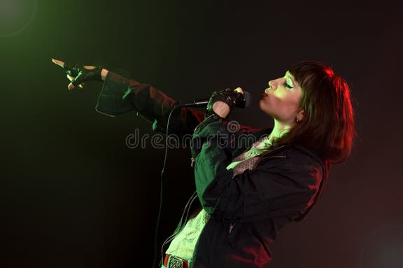 Woman sing a song stock image. Image of pointing, sing - 5748787