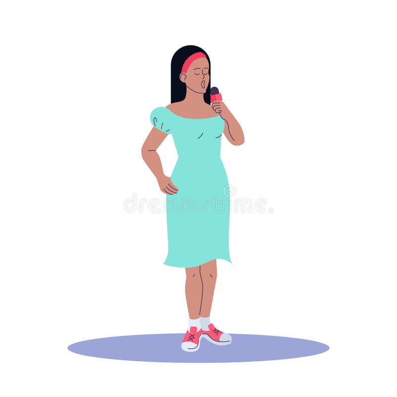 Woman Singer Holding a Microphone Vector Illustration Stock Vector ...