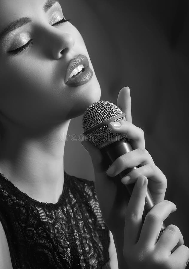 Woman Singer with Microphone Stock Photo - Image of musical, perform ...