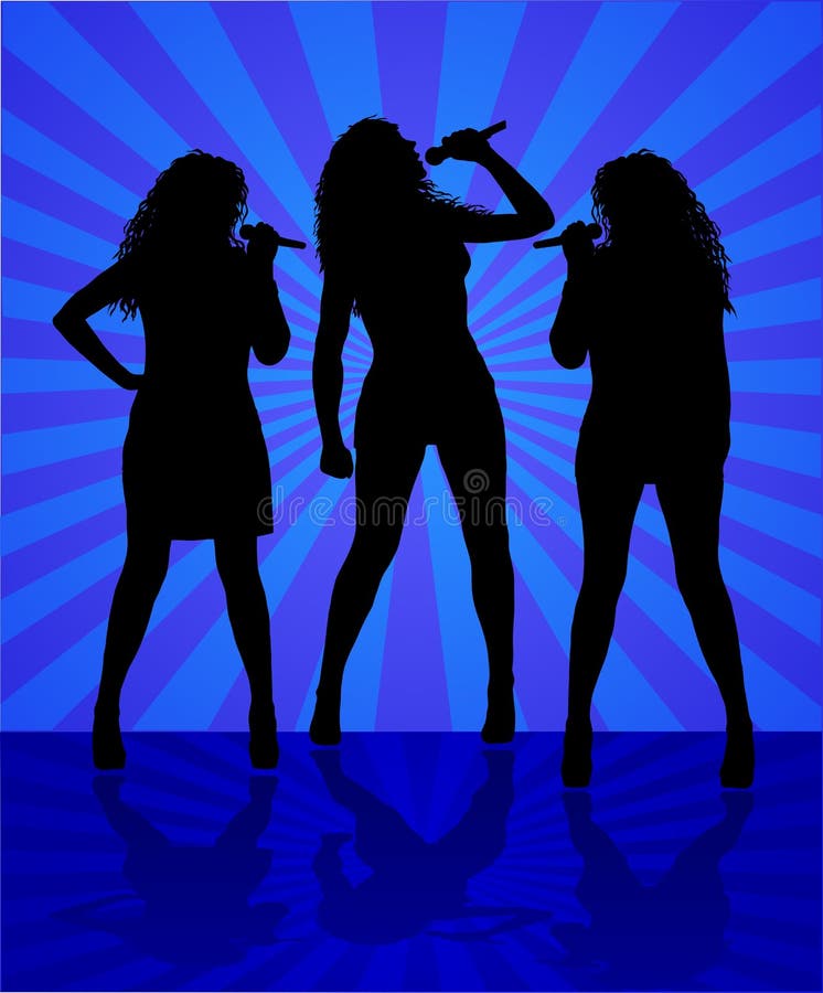 Woman Singers on the Blue Background Stock Vector - Illustration of ...