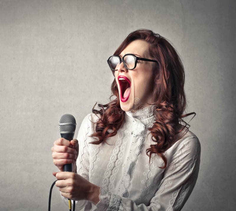 Woman singing stock photo. Image of young, microphone - 37184942