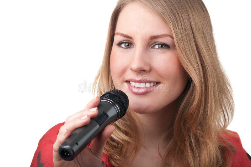 3,120 Woman Singing Microphone Isolated White Stock Photos - Free ...