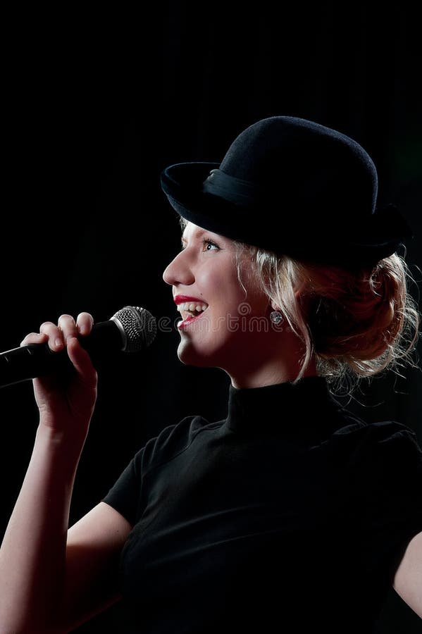 Two Women Singing in Microphone Stock Image - Image of professional ...