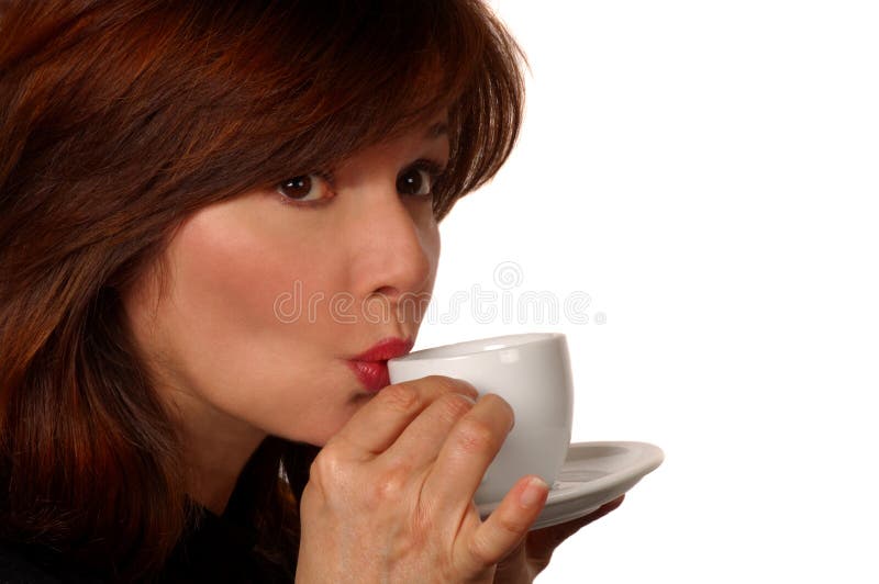 Woman Sipping Coffee stock photo. Image of person, pretty - 805816