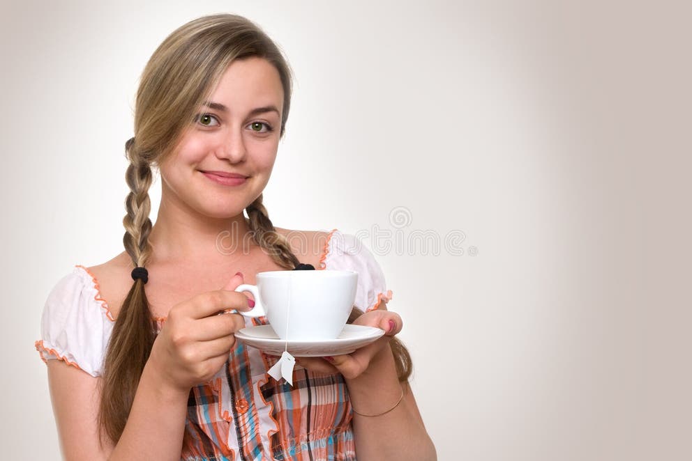 Woman sipping tea stock photo. Image of coffee, happiness - 22060514