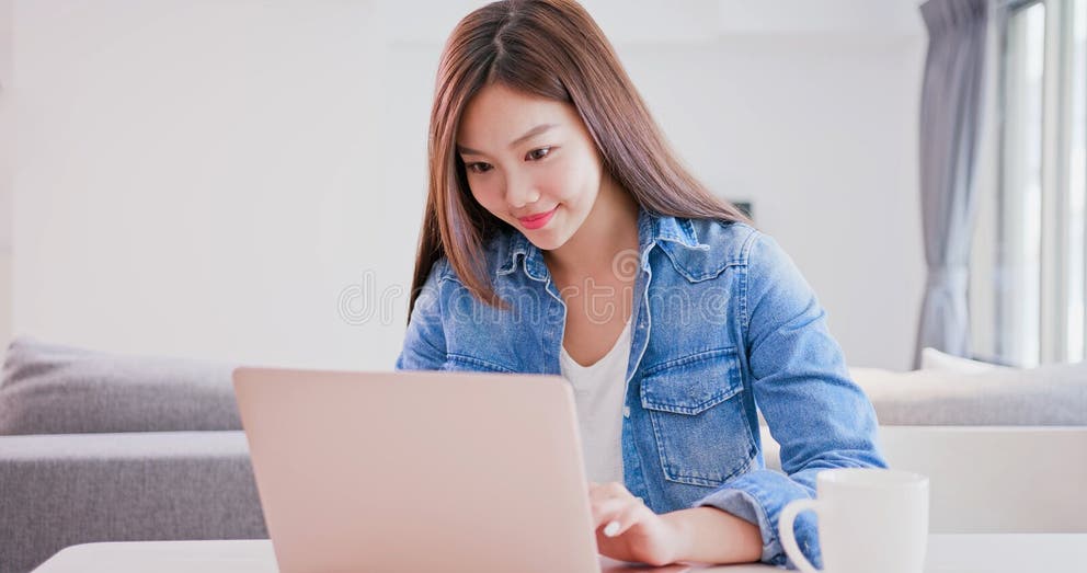 Woman use computer work stock image. Image of people - 120416013