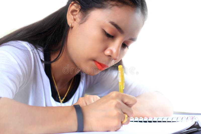 Woman sit writing note stock illustration. Illustration of asian - 82721461