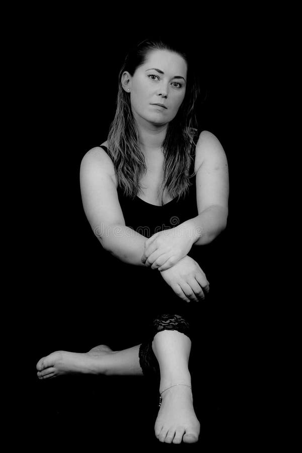 Woman is sitting stock image. Image of caucasian, pretty - 14177953