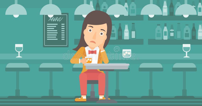 Woman sitting at bar. stock vector. Illustration of counter - 71027475