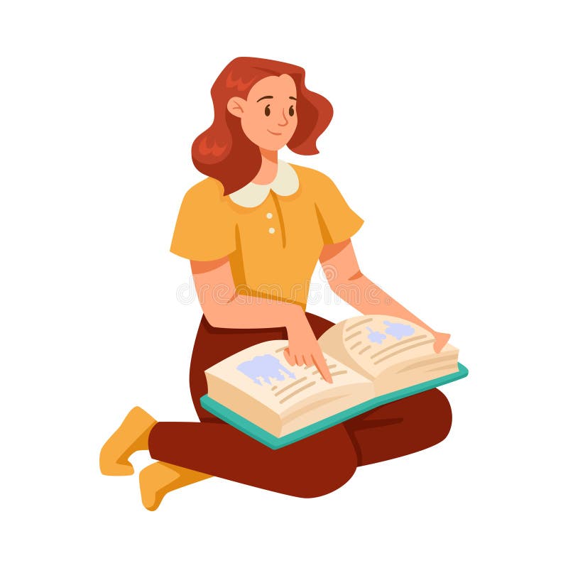 Woman Sitting On Floor Reading Book In Kindergarten Vector Illustration