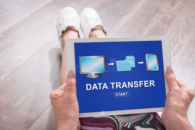 Data Transfer Concept on a Tablet Stock Photo - Image of copy, transfer ...