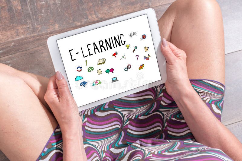E-learning Concept on a Tablet Stock Illustration - Illustration of ...