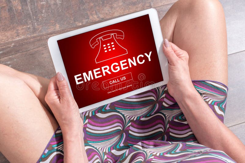 Emergency Concept on a Tablet Stock Photo - Image of assistance, alarm ...