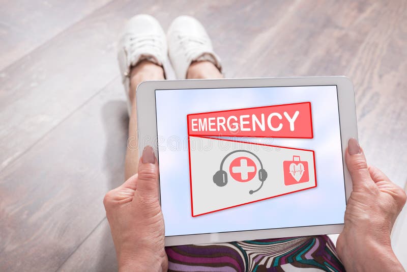 Emergency Concept on a Tablet Stock Photo - Image of symbol, health ...