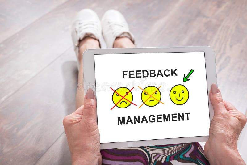 Feedback Management Concept on a Tablet Stock Photo - Image of positive ...