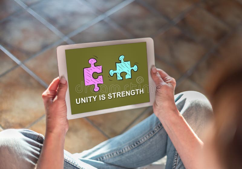 Unity concept on a tablet stock photo. Image of work - 120552040