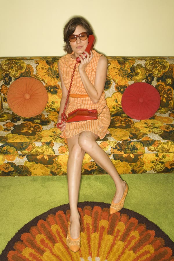 Woman sitting on sofa. stock image. Image of leisure, full - 2431355