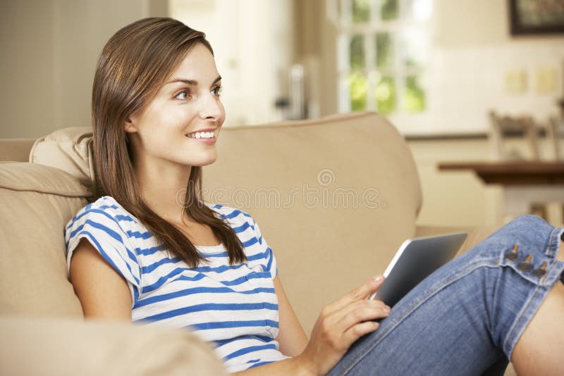 629 Woman Tv Happy Computer Home Stock Photos - Free & Royalty-Free ...