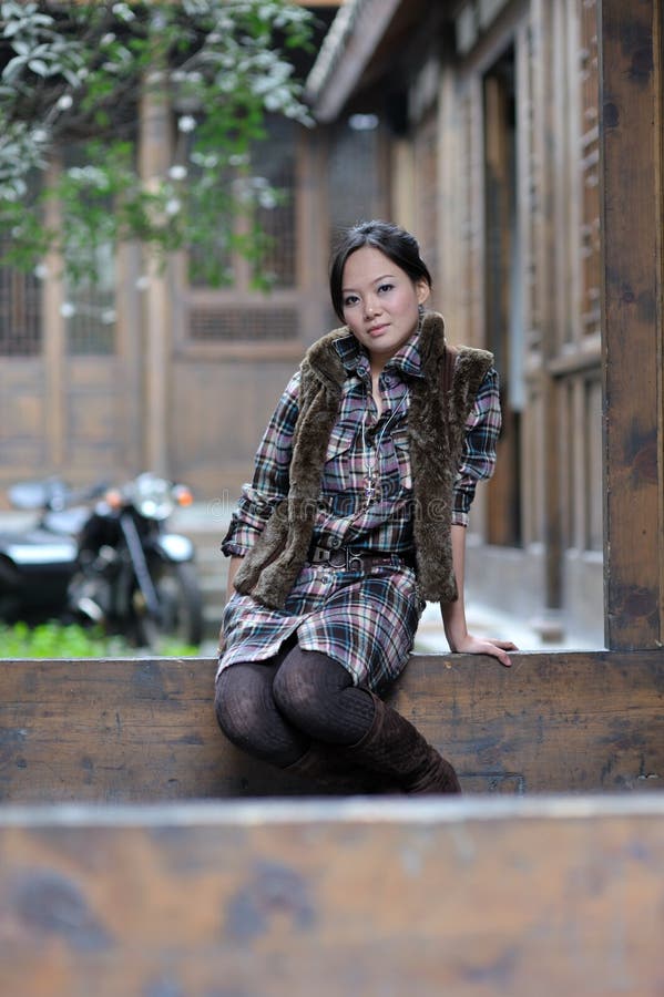 Woman sitting threshold stock photo. Image of beautiful - 11599286