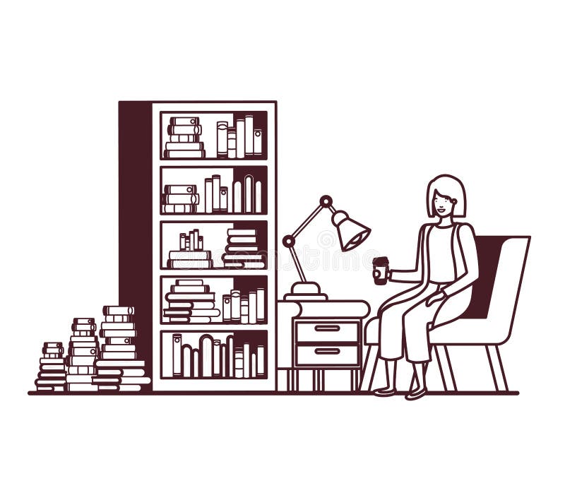 Woman Sitting in the Work Office with White Background Stock Vector ...