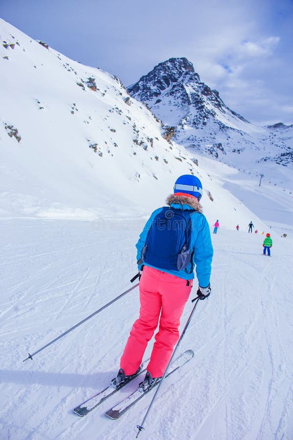Woman on the Ski stock image. Image of female, powder - 63608021