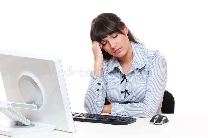 Tired Woman Sleeping at Work Stock Image - Image of desk, relaxation ...