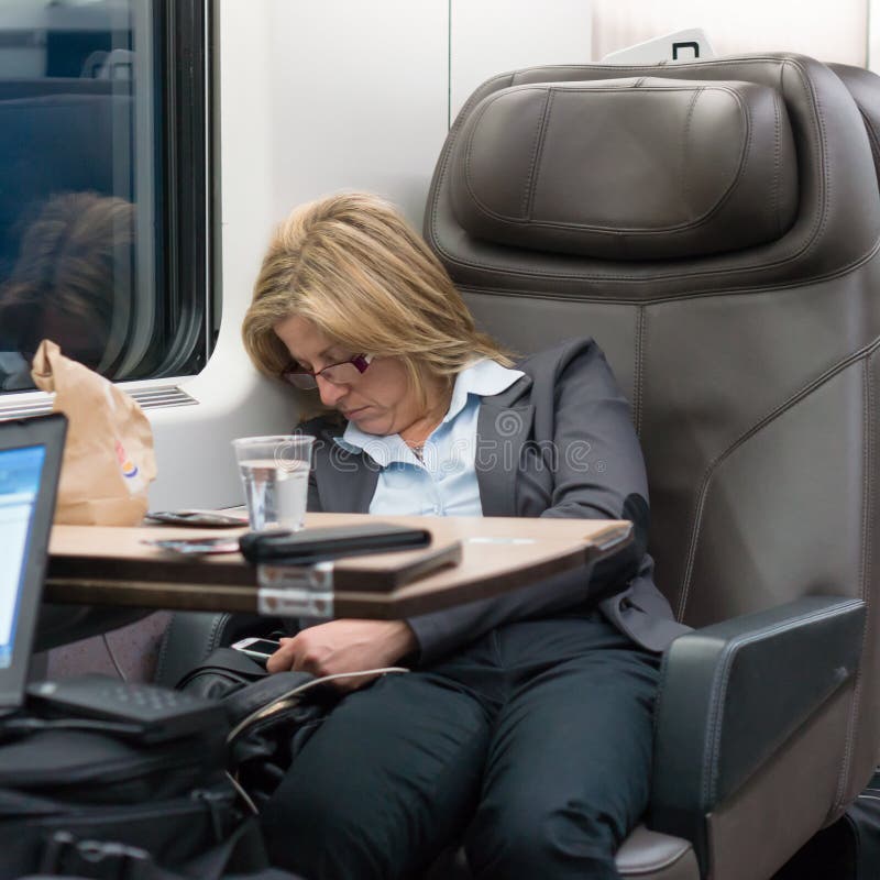 Woman Sleeping on High Speed Train Editorial Stock Image - Image of ...