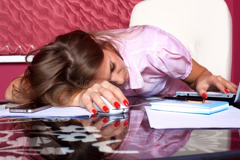 Woman sleeping at the PC stock image. Image of sleeping - 22038365