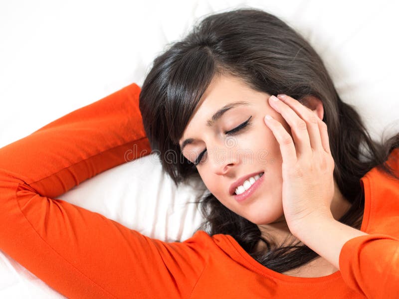 Woman sleeping peacefully stock image. Image of cheerful - 27554913