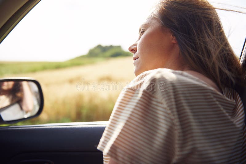 Young Woman Sleeping during Road Trip Stock Image - Image of adult ...