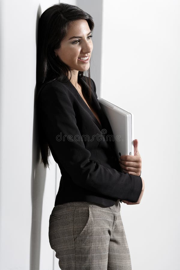 Woman in Smart Business Suit Stock Image - Image of computer ...