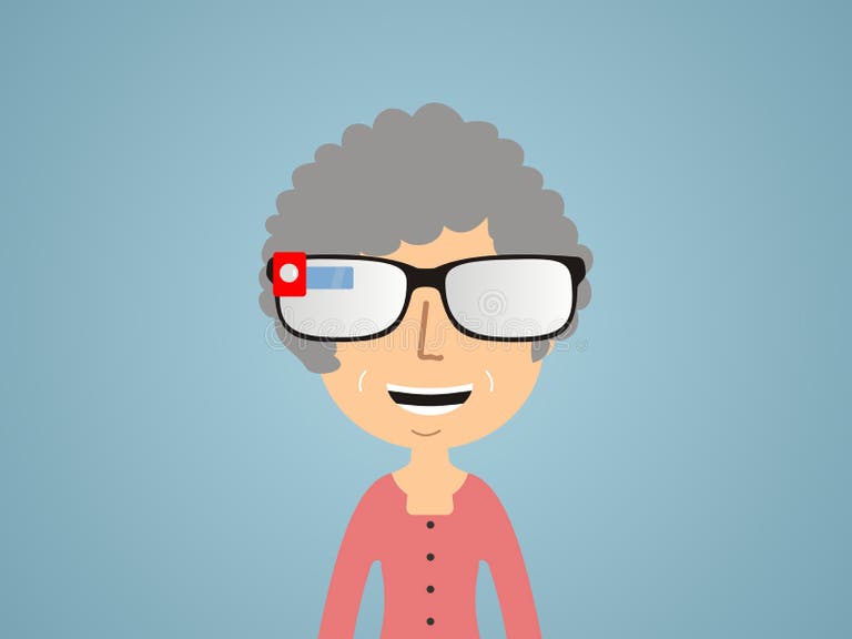 Woman in smart glasses stock vector. Illustration of glasses - 84267906