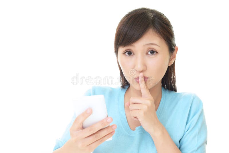 Woman with a smart phone stock photo. Image of information - 143233952