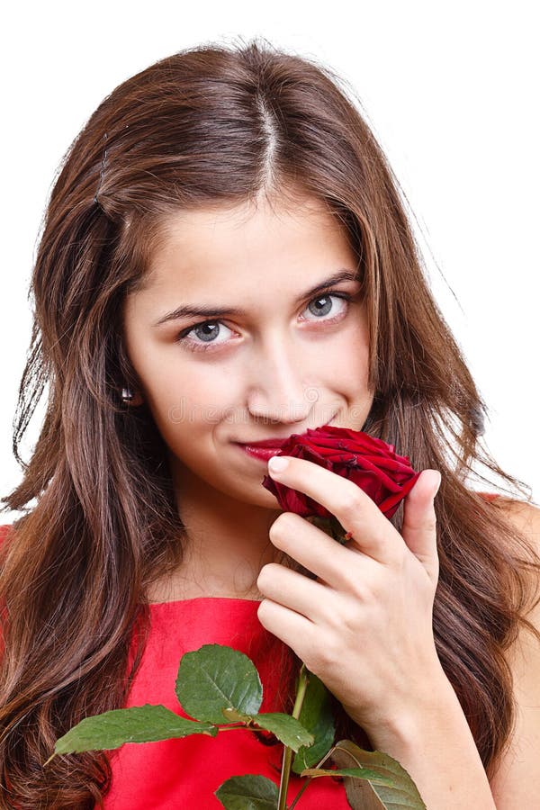 Smell of rose stock image. Image of girlfriend, holiday - 25673325
