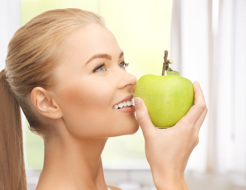 Woman smelling apple stock photo. Image of concept, fresh - 38289978