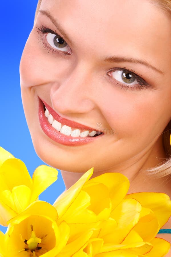 Woman smile stock image. Image of flowers, smiling, people - 1027451