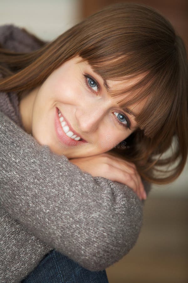 Face of Happy Joyful Young Friendly Woman Stock Photo - Image of ...