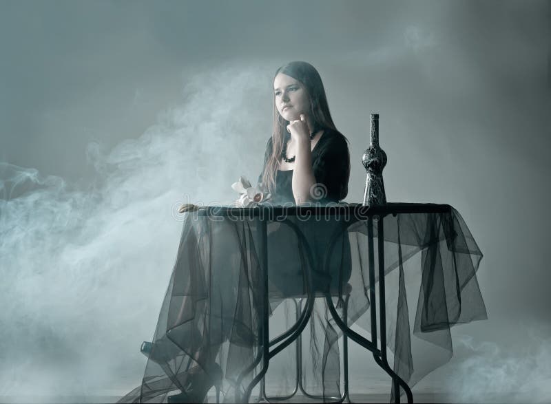 Woman in smoke stock image. Image of fantasy, glamour - 18913001