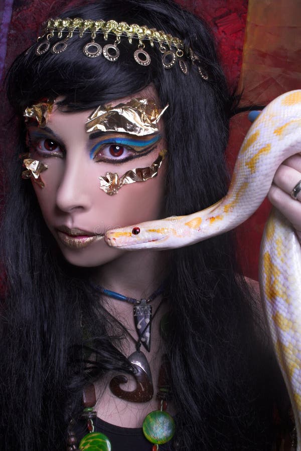 Woman with snake. stock image. Image of arabic, egyptian - 37546615