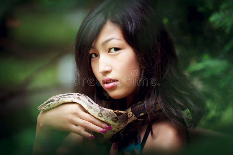 Woman with snake stock image. Image of lady, beauty, black - 48403207