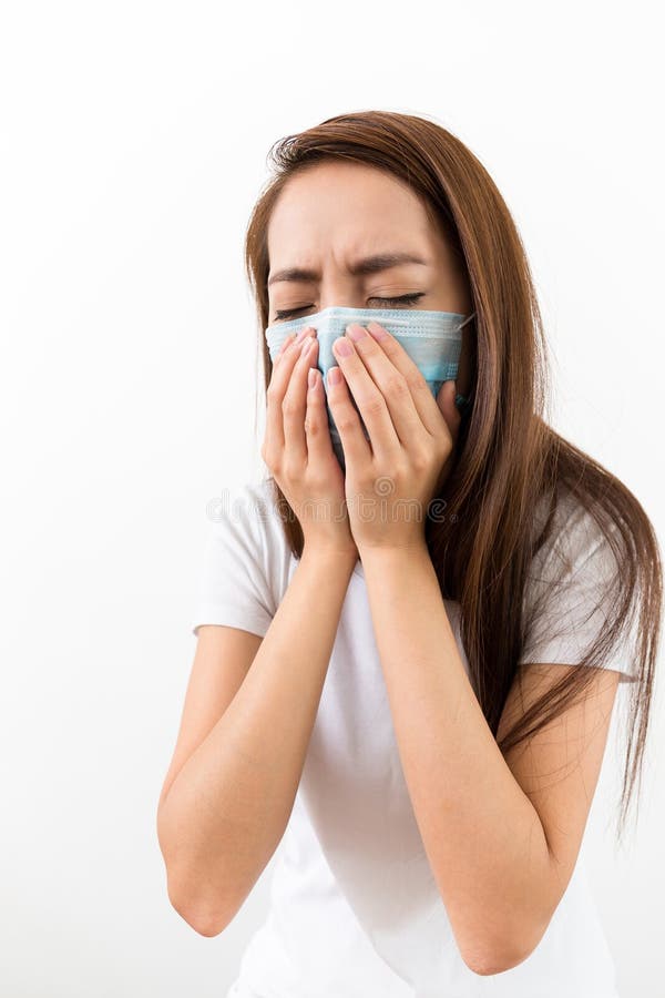 Woman sneeze stock image. Image of mask, disease, medicine - 55147017