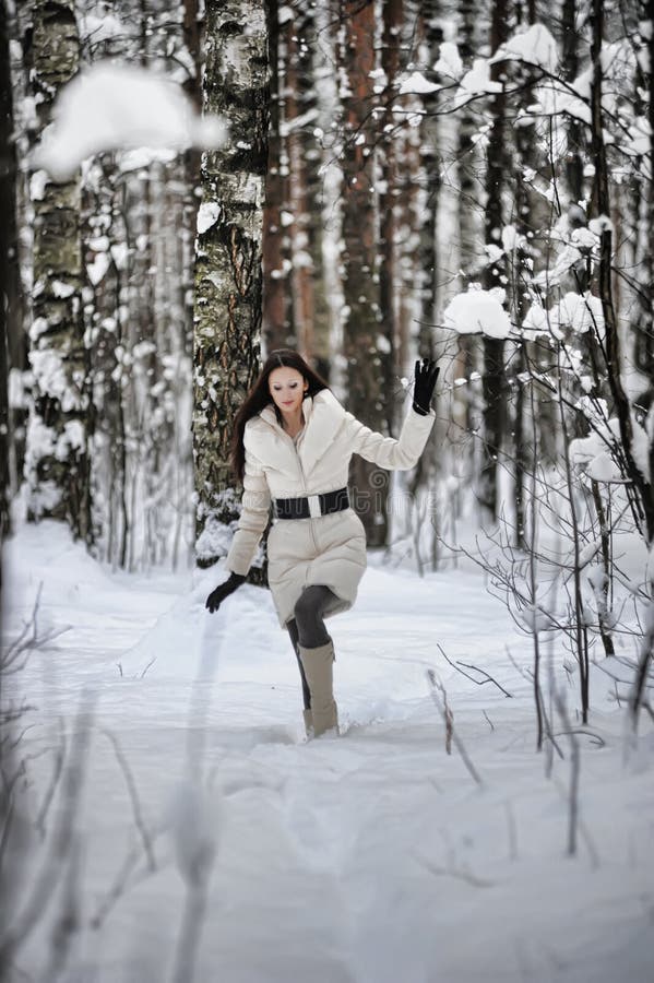 Woman in snow stock image. Image of bundled, female, rear - 17191869