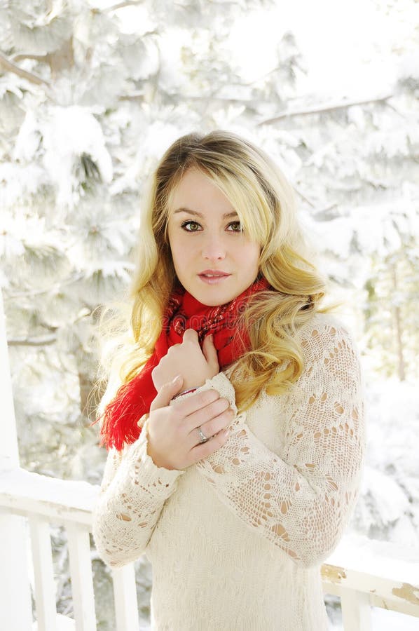 Woman in snow stock photo. Image of woman, sunburst, making - 35851306