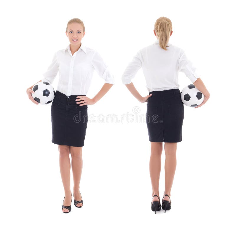Woman with Soccer Ball, Front and Back View Stock Image - Image of back ...