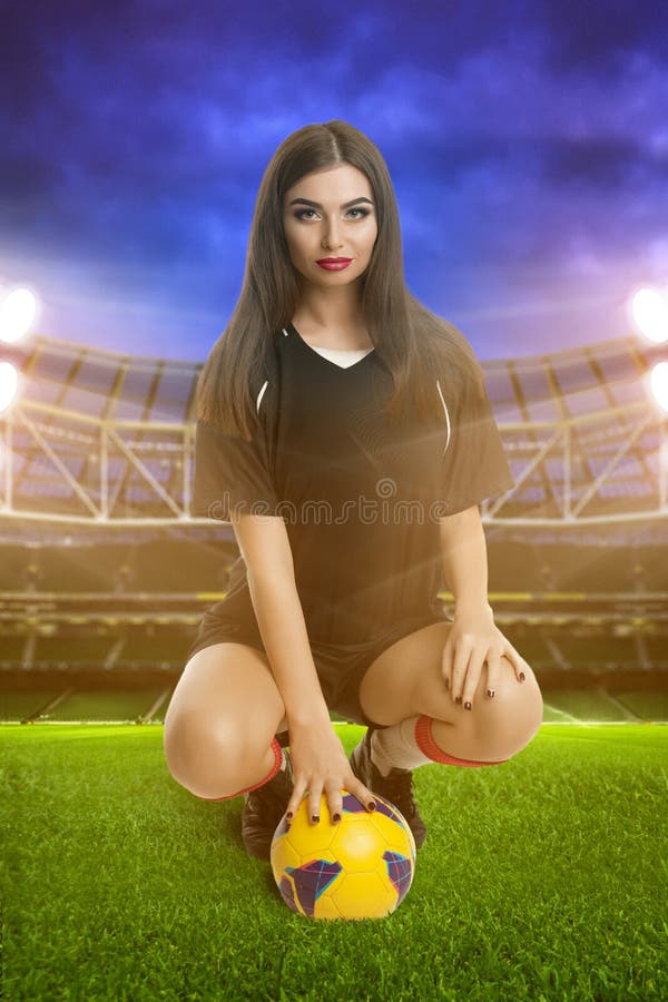 Woman Soccer Player on Stadium Stock Photo - Image of stadium, field ...