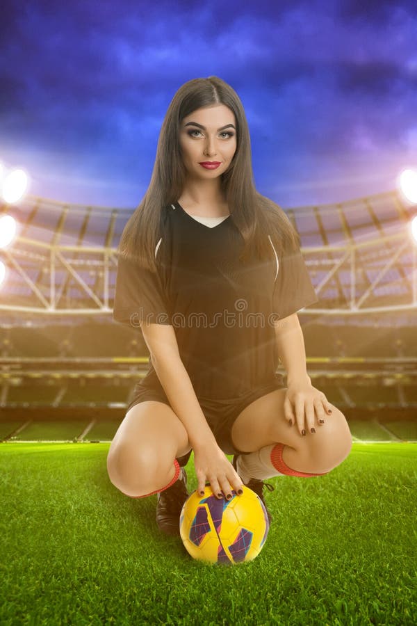 Woman Soccer Player on Stadium Stock Image - Image of soccer ...