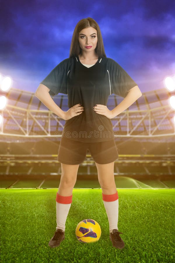 Woman Soccer Player on Stadium Stock Photo - Image of soccer ...