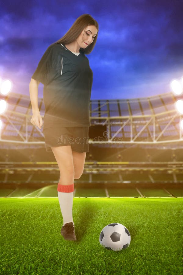 Woman Soccer Player on Stadium Stock Photo - Image of professional ...